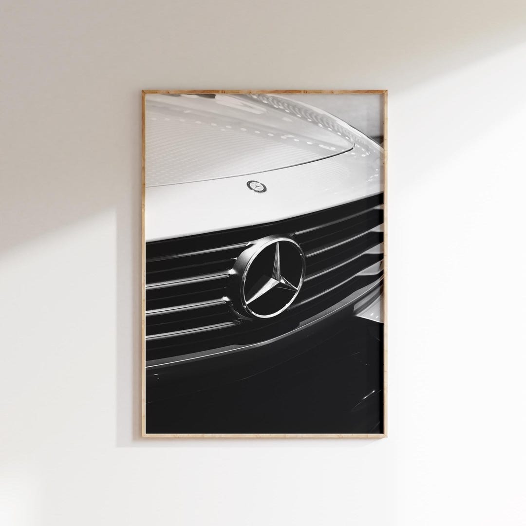 Close up Mercedes Poster,iconic Mercedes Print,mercedes Wall Art,black ...