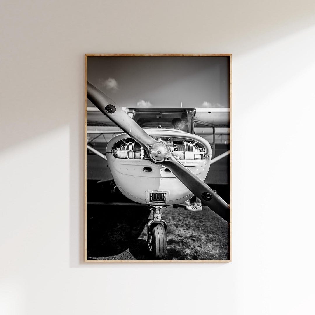 Vintage Airplane Propeller Print: Black and White Aviation Wall Art ...