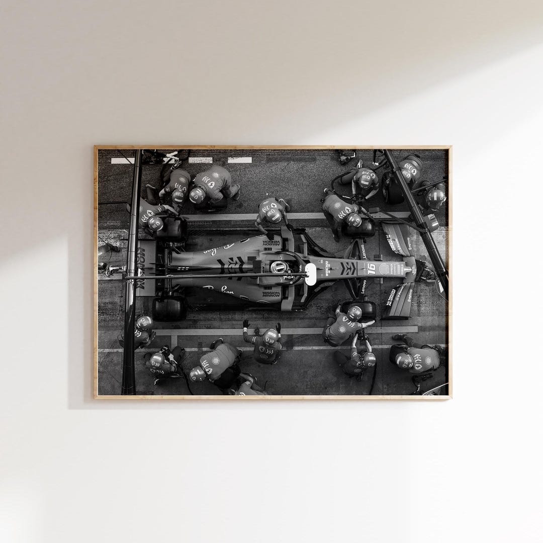 Leclerc F1 Pit Stop Poster, Formula Race Car Print, F1 Racing Wall Art ...