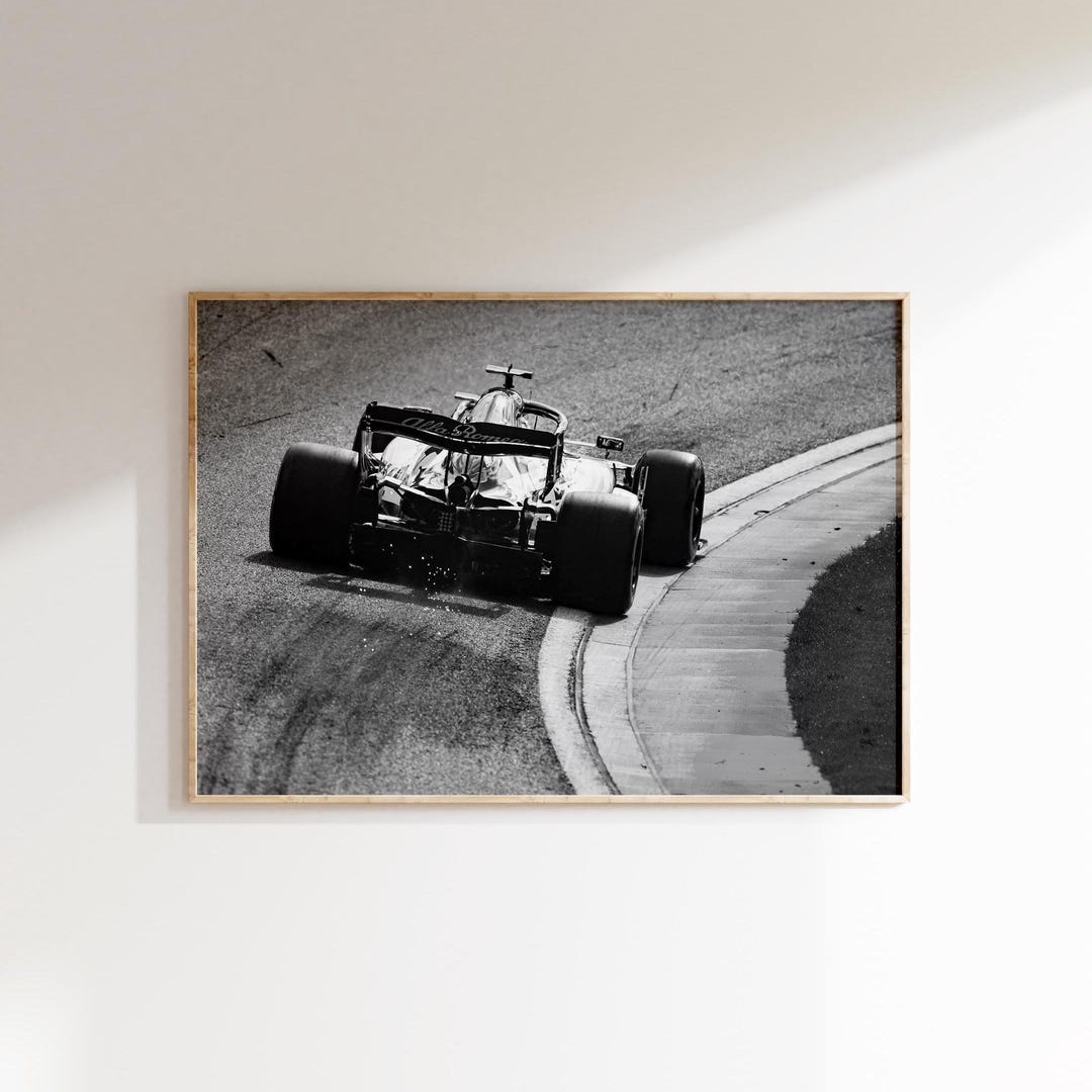 Formula Racing Poster Download, F1 Car Print, Black and White F1 Wall ...