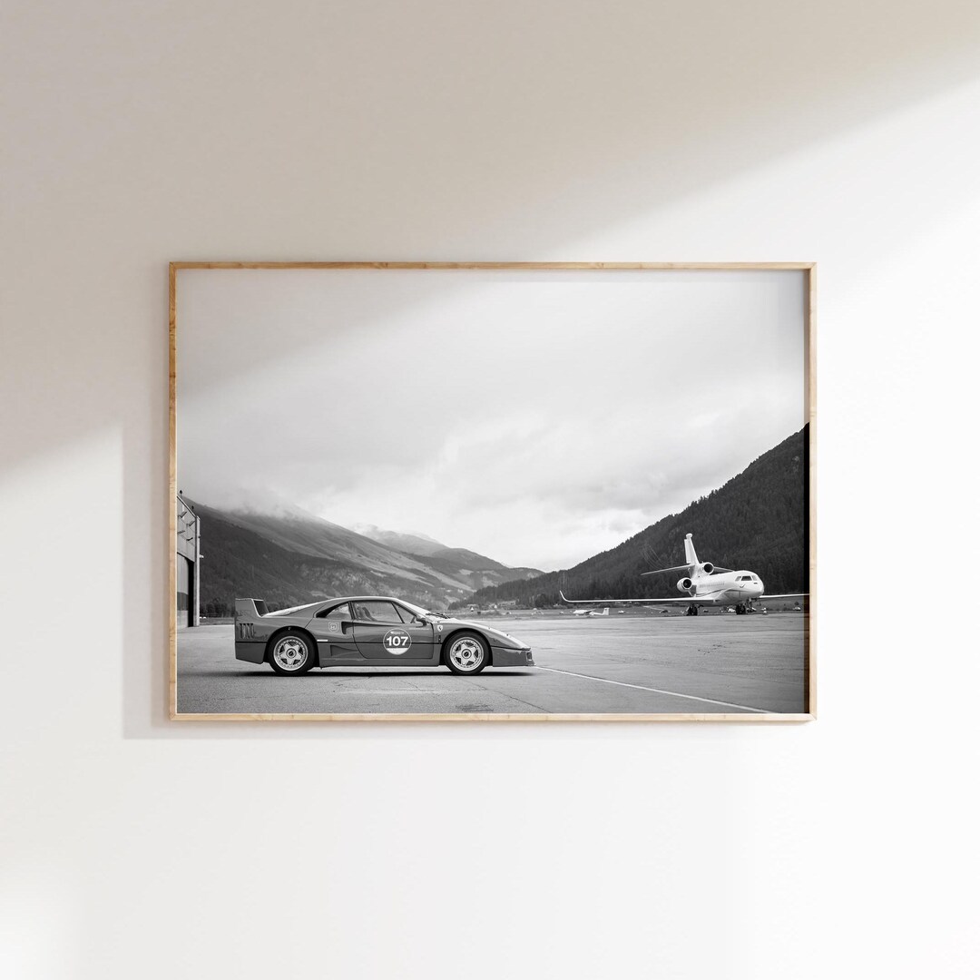 Ferrari F40 and Airplane Poster Digital Download,ferrari Wall Art ...