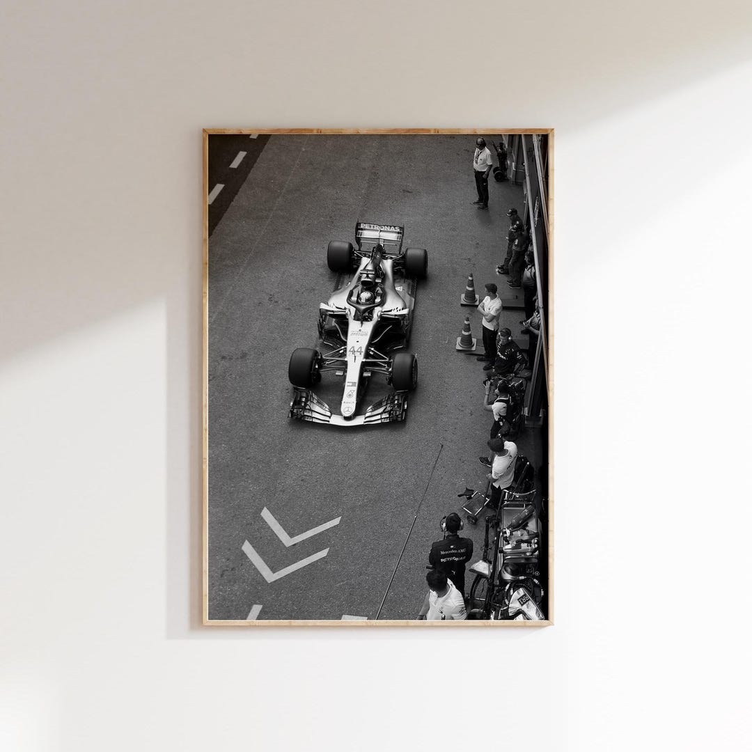 F1 Race Car Photography Print, Hamilton Poster, Black and White Pit ...