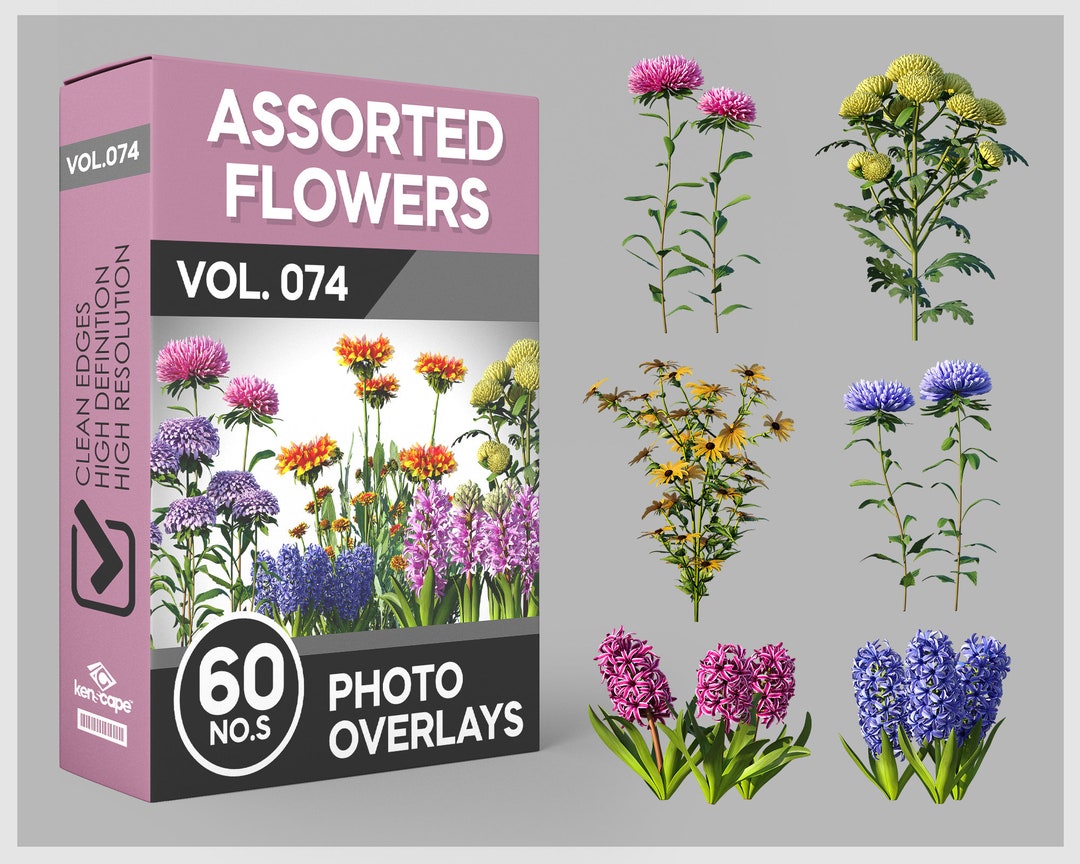 60 Assorted Flowers Photo Overlays for Photoshop, Flowers, Garden ...