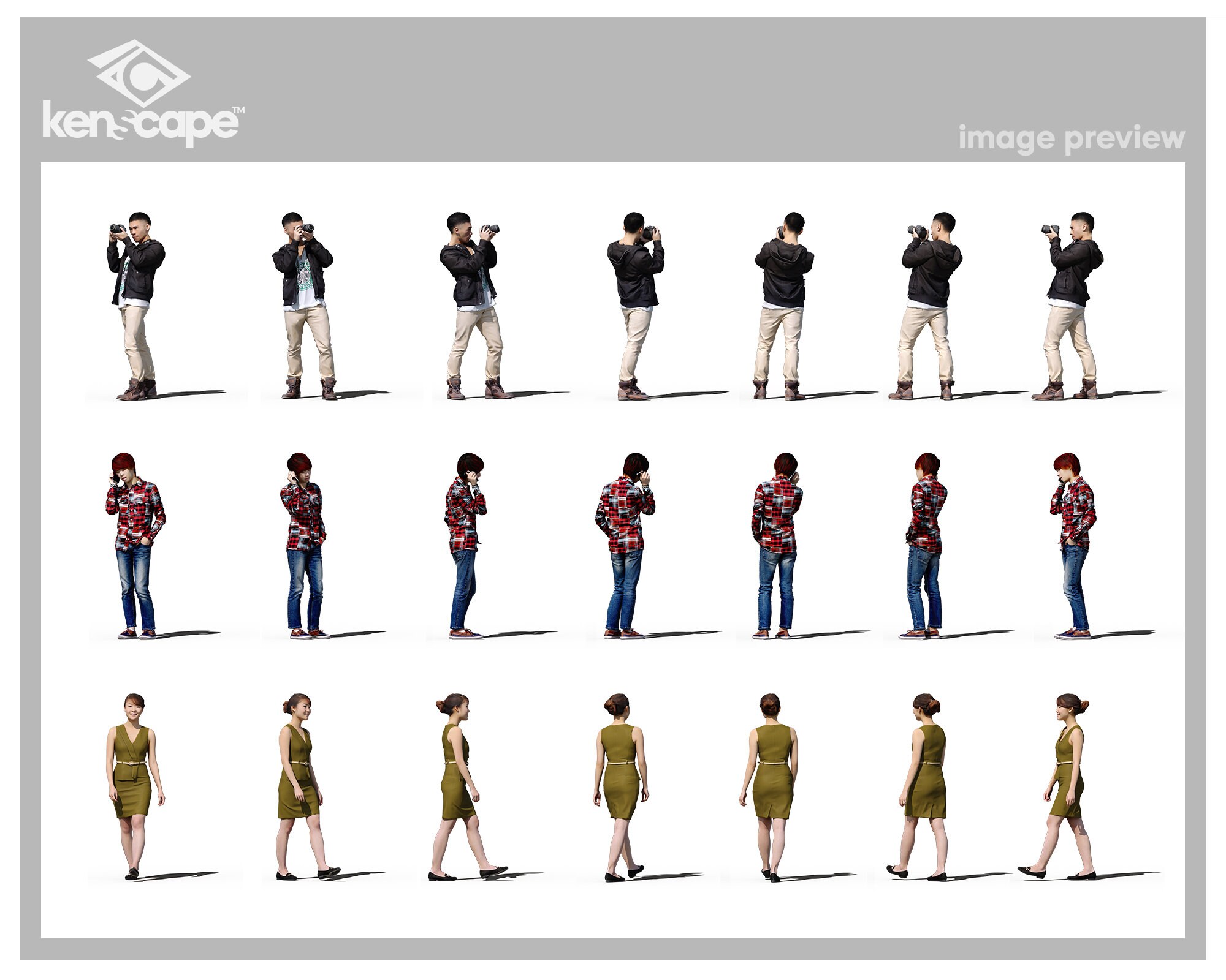 60 Asian People With Shadow Photo Overlays for Photoshop, People ...