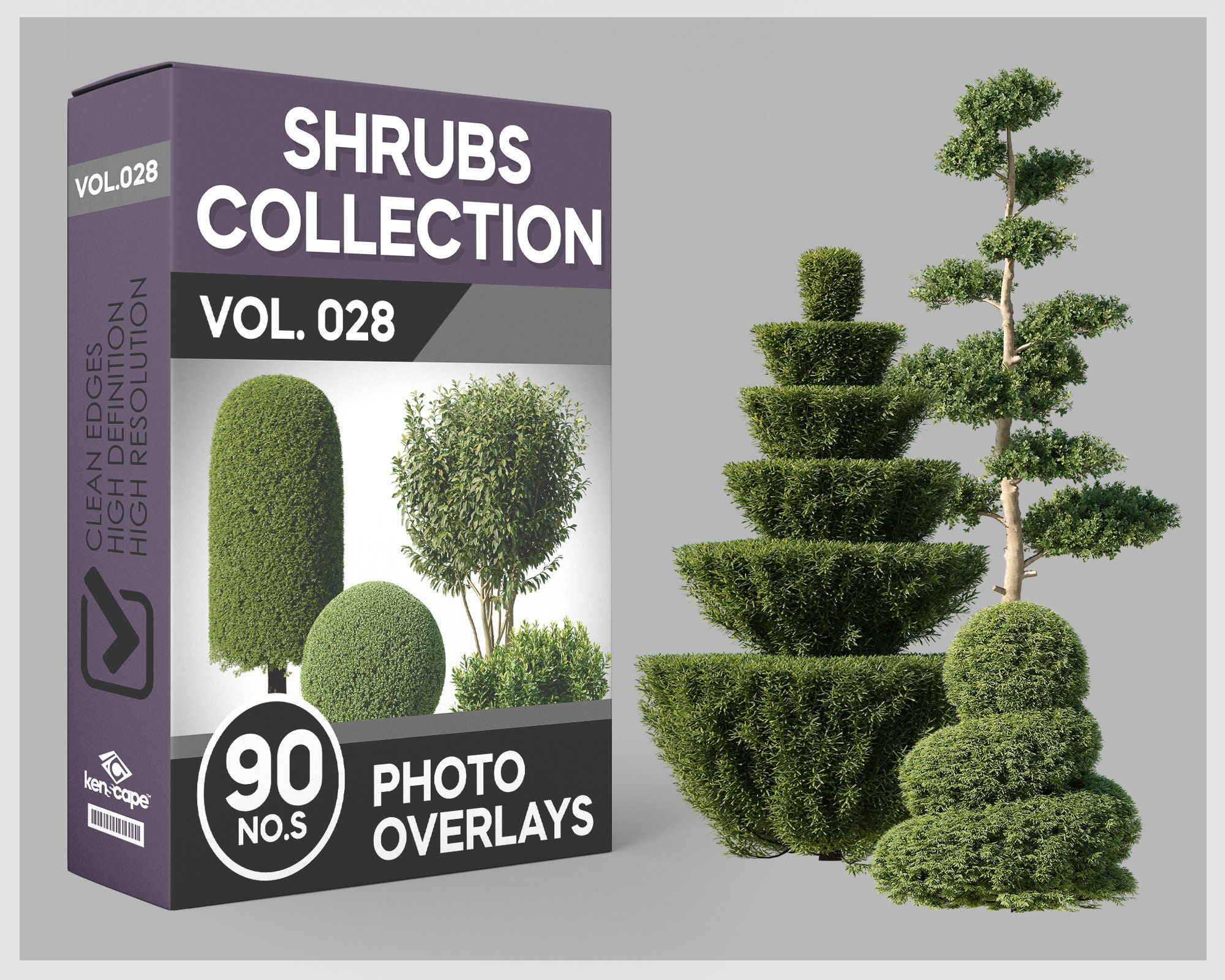90 Shrubs Photo Overlays for Photoshop, Boxwood, Bush, Undergrowth ...