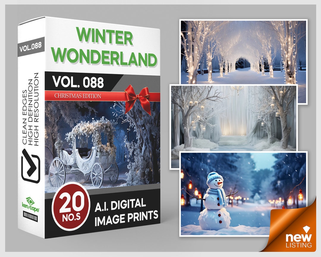 Winter Wonderland Christmas Backdrop, Christmas Snow Magic Forest Bokeh ...