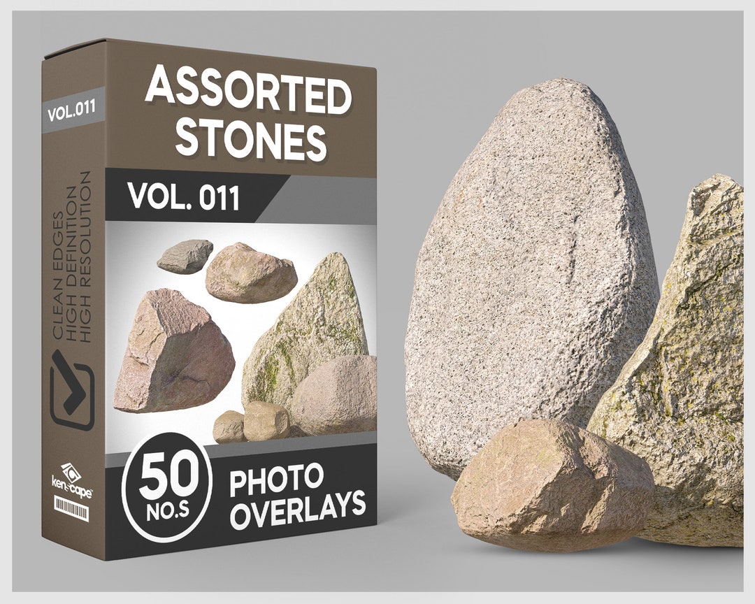 50 Assorted Stones Photo Overlays for Photoshop, Stones, Rock, Cutouts ...