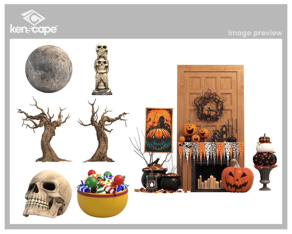 54 Halloween Elements Photo Overlays for Photoshop, Halloween, Pumpkin ...