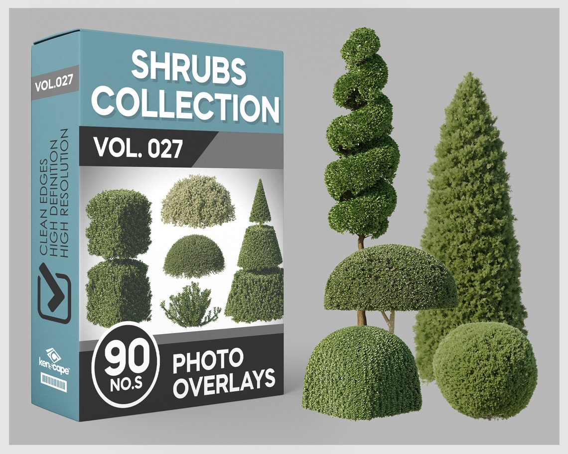 90 Shrubs Photo Overlays for Photoshop, Boxwood, Bush, Undergrowth ...