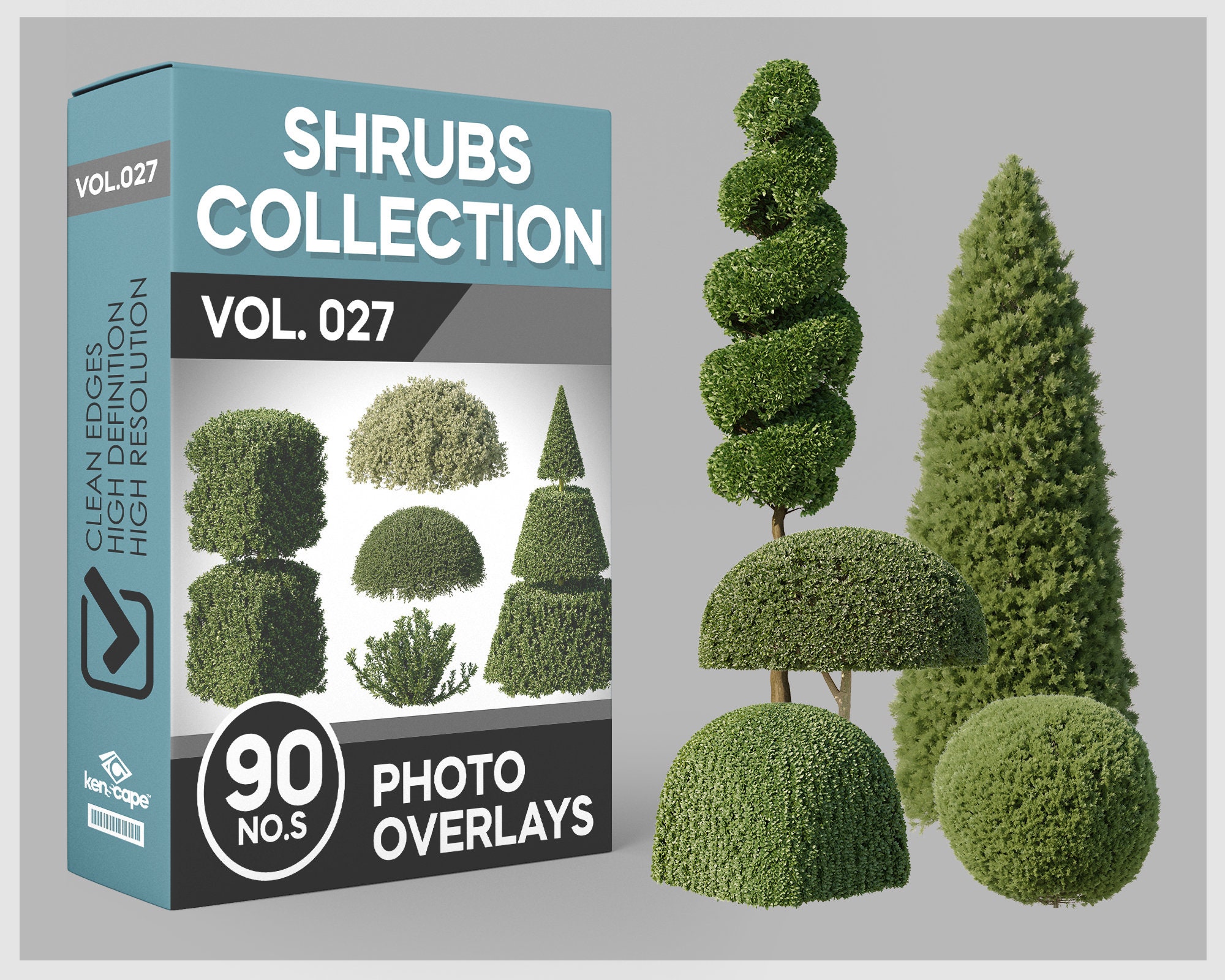 90 Shrubs Photo Overlays for Photoshop, Boxwood, Bush, Undergrowth ...