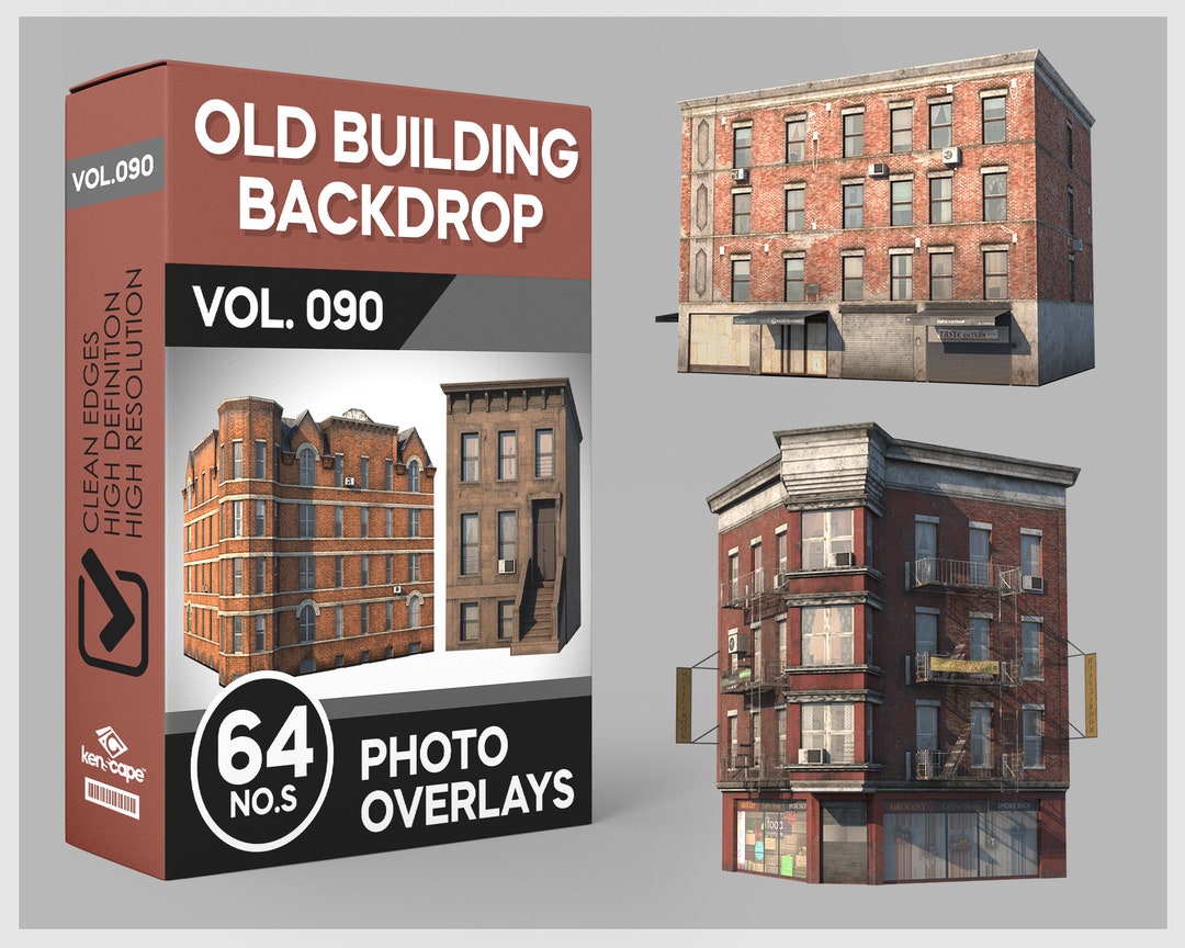 64 Old Building Backdrop Overlays, Vintage Building Overlays ...