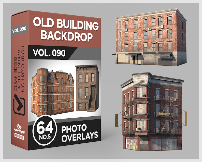 64 Old Building Backdrop Overlays, Vintage Building Overlays ...