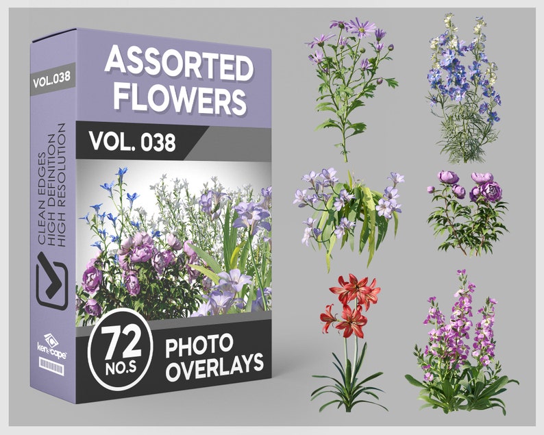 72 Assorted Flowers Photo Overlays for Photoshop, Flowers, Garden ...