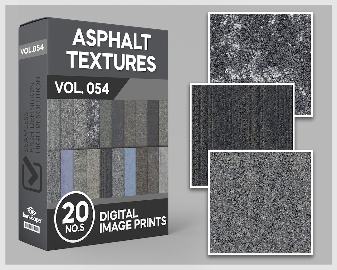 20 Seamless Asphalt Textures, Asphalt Digital Paper, Road Texture ...