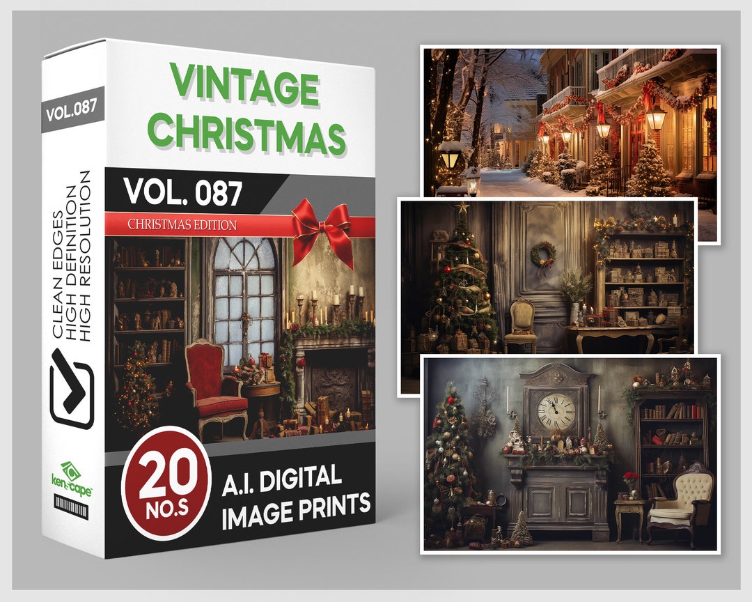 Vintage Christmas Digital Backdrop Photography Christmas Digital ...