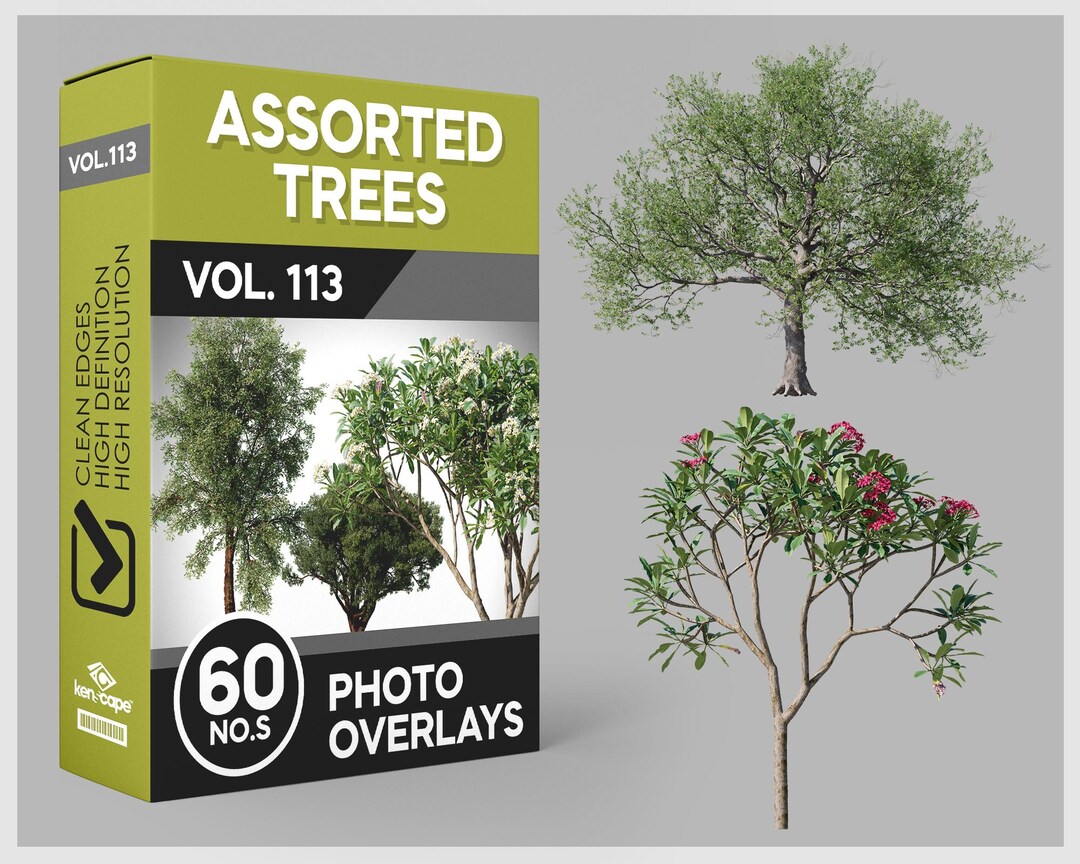 60 Assorted Trees Photo Overlays for Photoshop, Trees, Plants, Cutouts ...