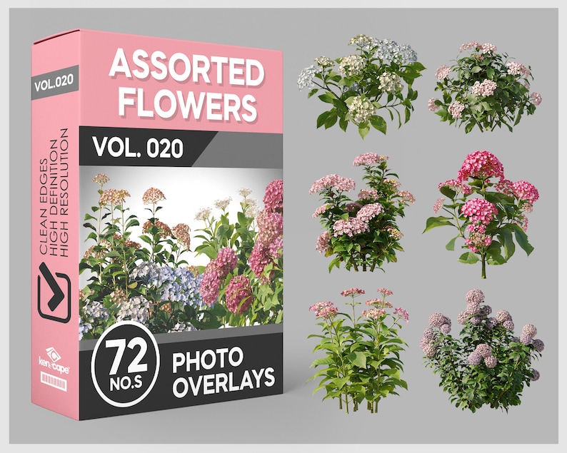 72 Assorted Flowers Photo Overlays for Photoshop, Flowers, Garden ...