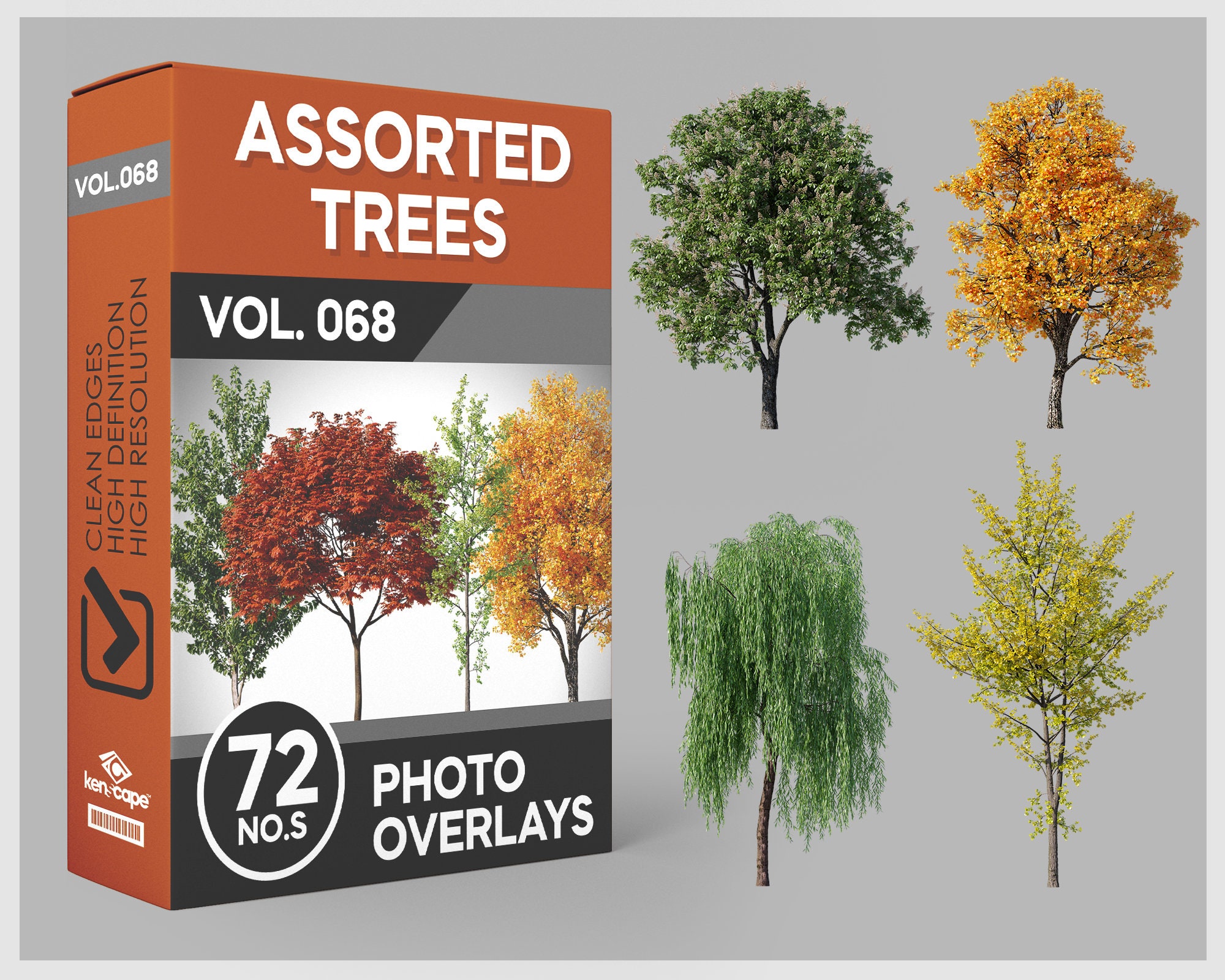 72 Assorted Trees Photo Overlays for Photoshop, Trees, Plants, Cutouts ...