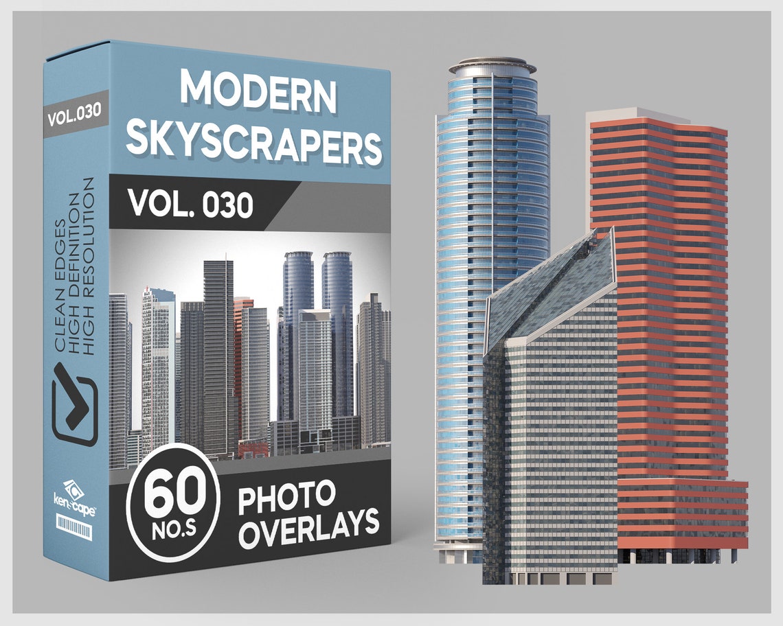 60 Modern Skyscrapers Photo Overlays for Photoshop, Building, Tower ...