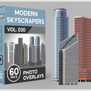 60 Modern Skyscrapers Photo Overlays for Photoshop, Building, Tower ...