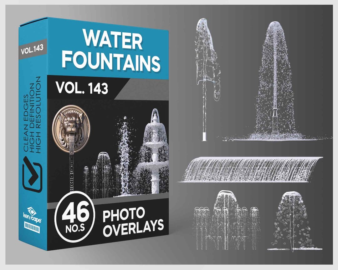 46 Water Fountains Photo Overlays for Photoshop, Fountains, Water ...