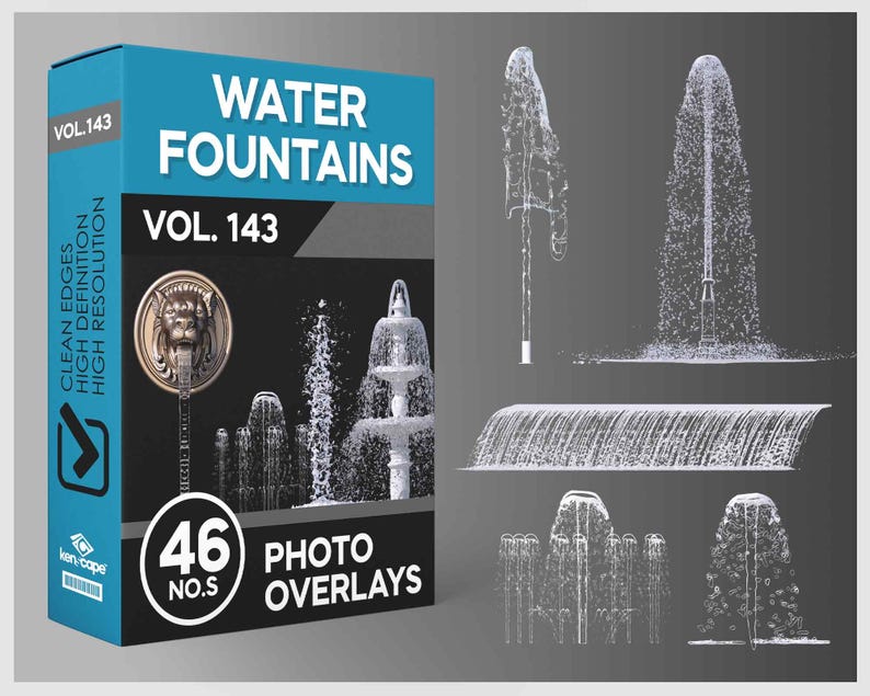 46 Water Fountains Photo Overlays for Photoshop, Fountains, Water ...