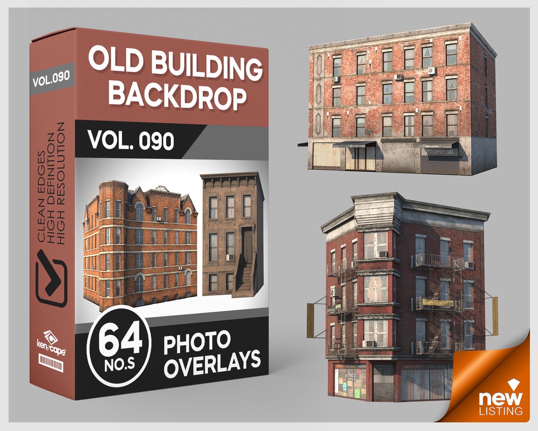 64 Old Building Backdrop Overlays, Vintage Building Overlays ...