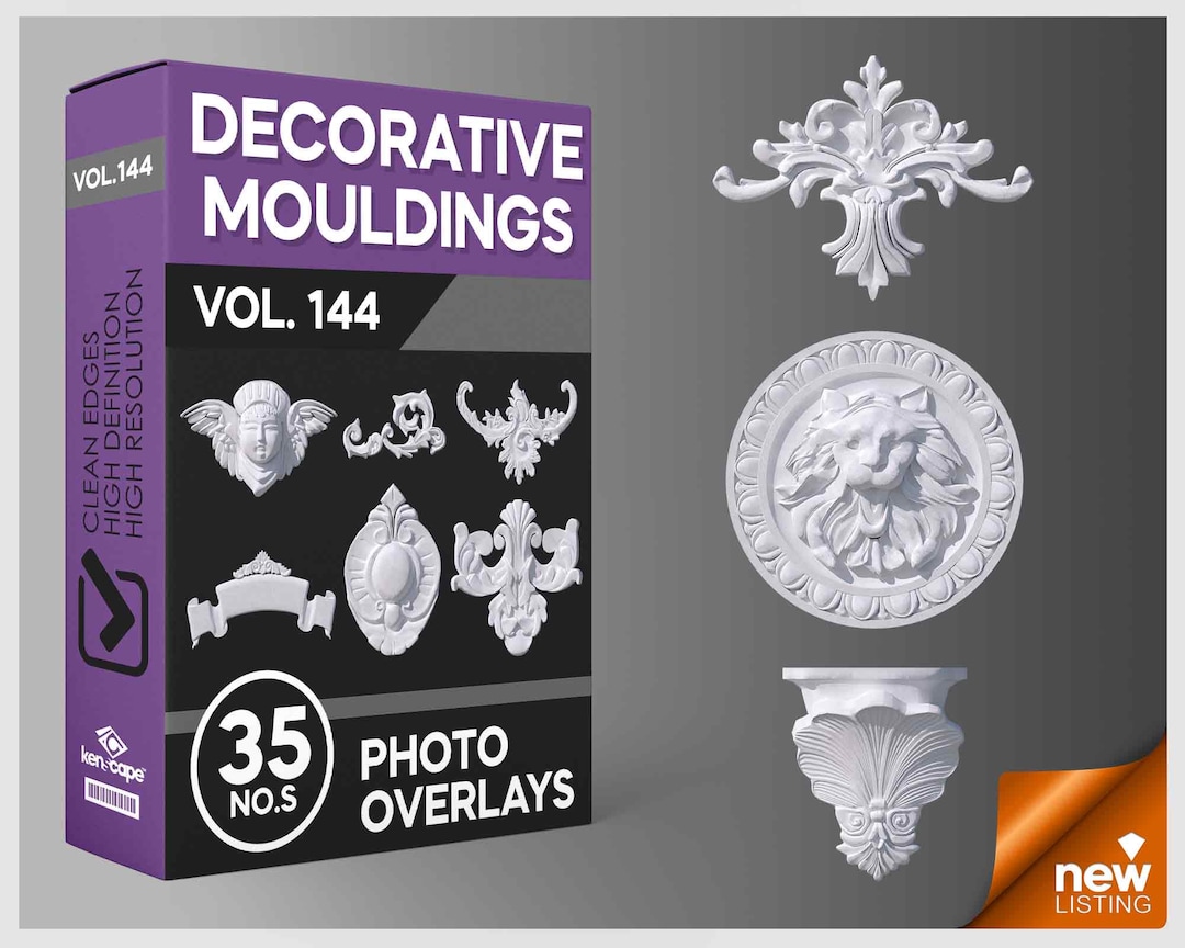 35 Decorative Mouldings Photo Overlays for Photoshop, Fountains, Water ...