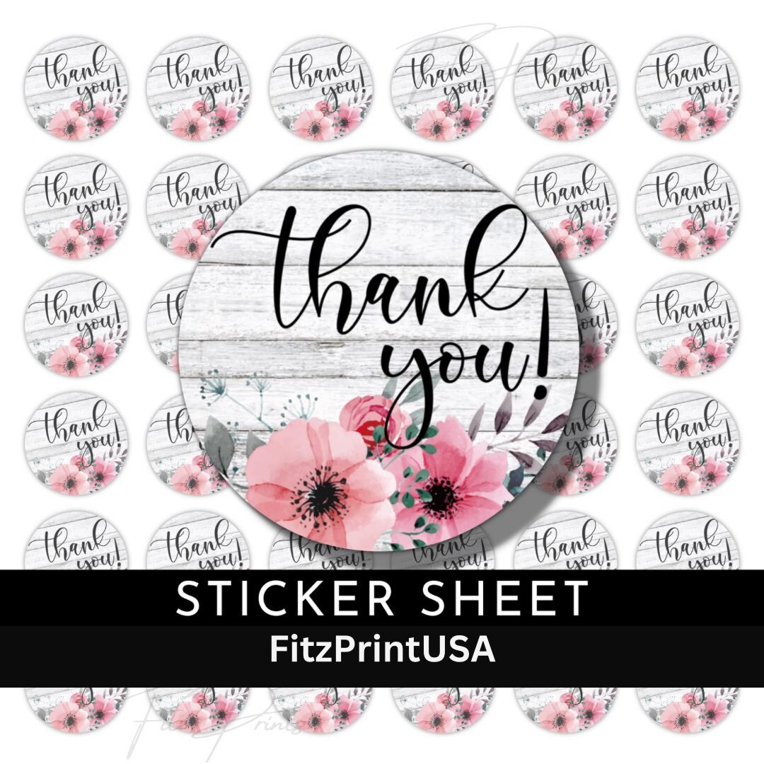 Thank You Sticker Sheet, Business Stickers, Handmade Stickers, Packing ...