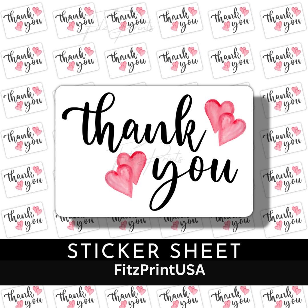 Thank You Sticker Sheet, Business Stickers, Handmade Stickers, Packing ...