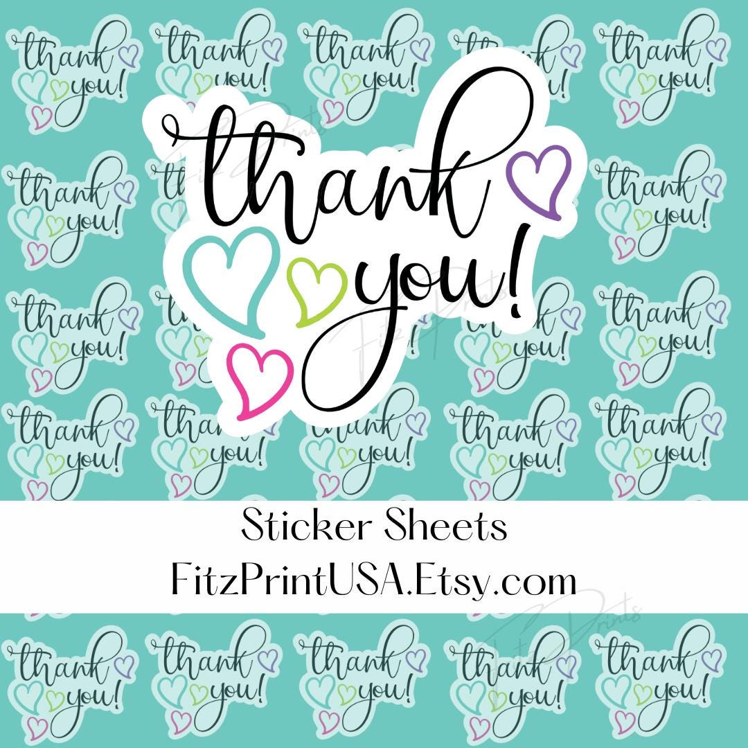 Thank You Sticker Sheet, Business Stickers, Handmade Stickers, Packing ...