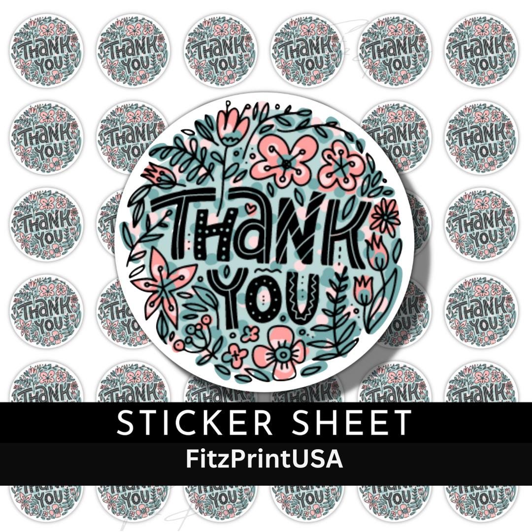 Thank You Sticker Sheet, Business Stickers, Handmade Stickers, Packing ...