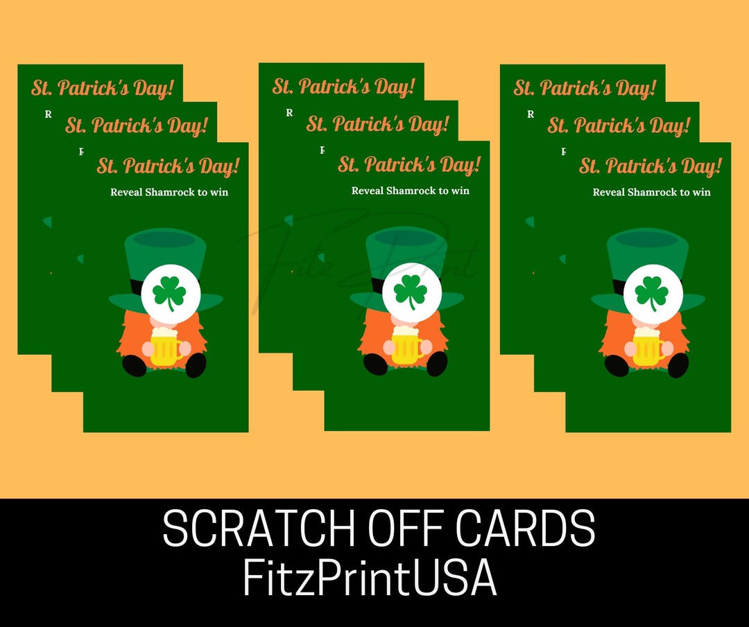 Stpatrick Day Scratch off Card, Scratch off Cards, Small Business ...