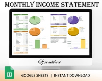 Annual Income Statement Spreadsheet | Budget Template | Financial ...