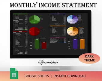 Annual Income Statement Spreadsheet | Budget Template | Financial ...