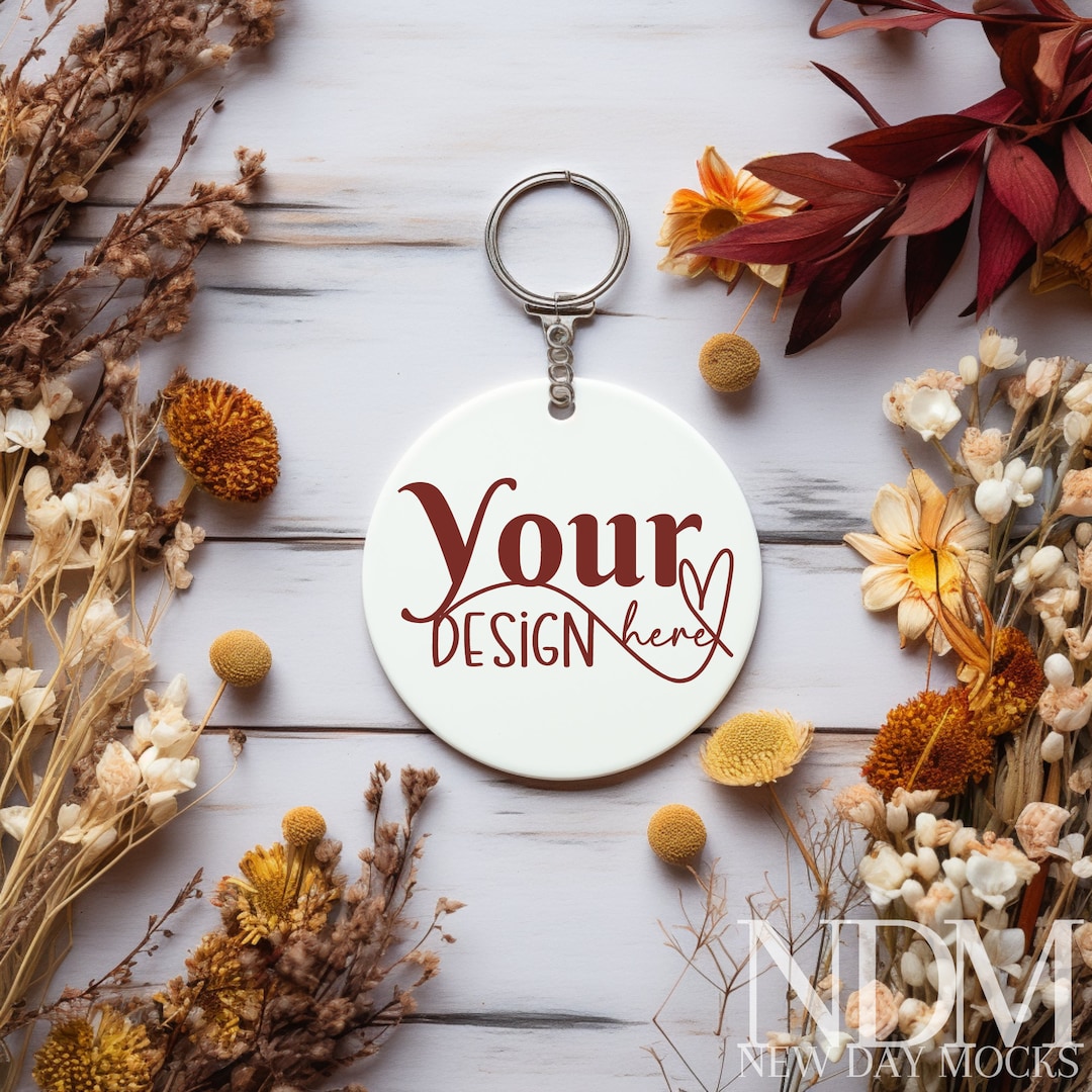 Key Chain Mockup Natural Mockup Blank Key Chain White Keychain Keyring ...