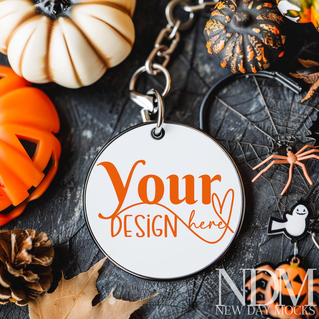 Key Chain Mockup Halloween Mockup Blank Key Chain White Keychain ...