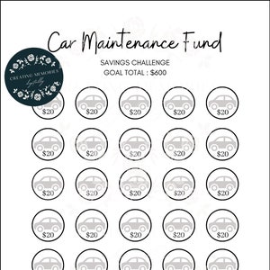 Car Maintenance Fund, Saving Challenge, Printable,planner, Sinking Fund ...