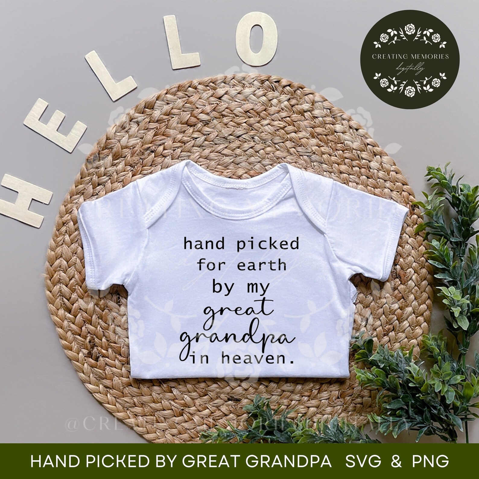 Handpicked for Earth by Great Grandpa in Heaven Svg, Baby Shower Gift ...