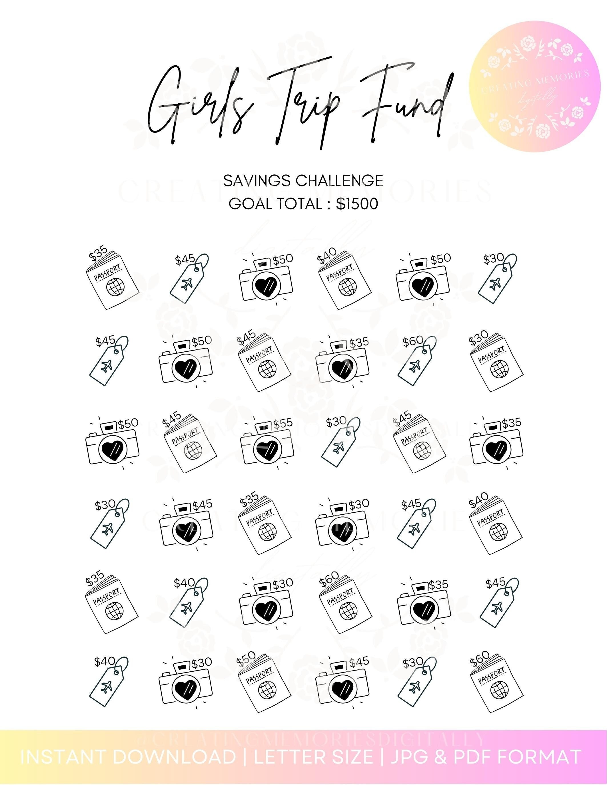 Girls Trip Savings Tracker , Printable Savings Challenge - Etsy