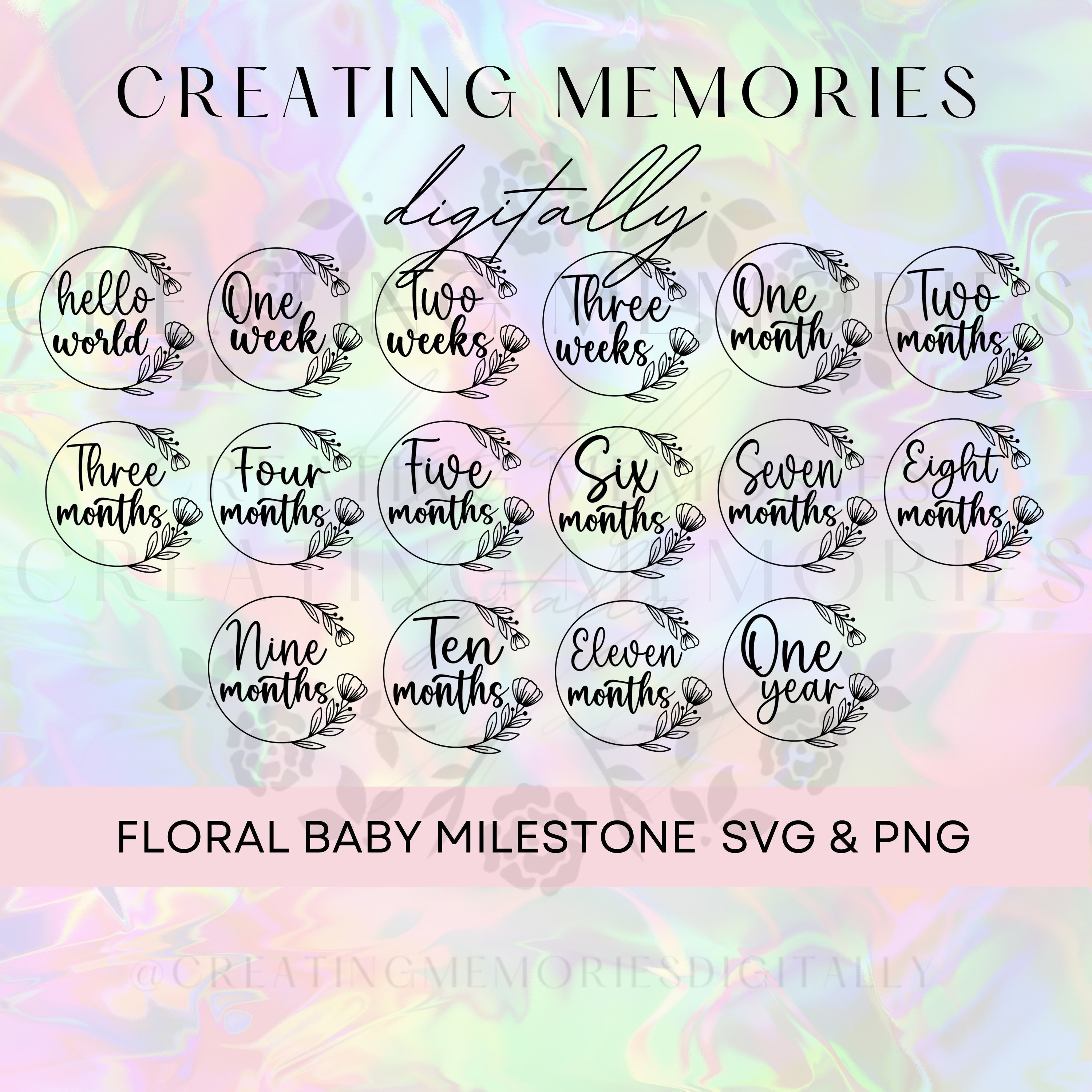 Floral Baby Rounds Svg, Baby Milestone Rounds SVG, Baby Rounds SVG PNG ...