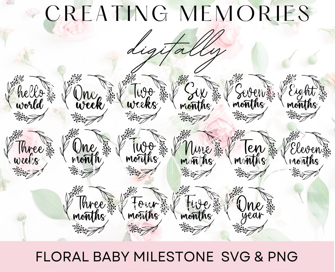 Flower Baby Rounds Svg, Baby Milestone Rounds SVG, Baby Rounds SVG PNG ...