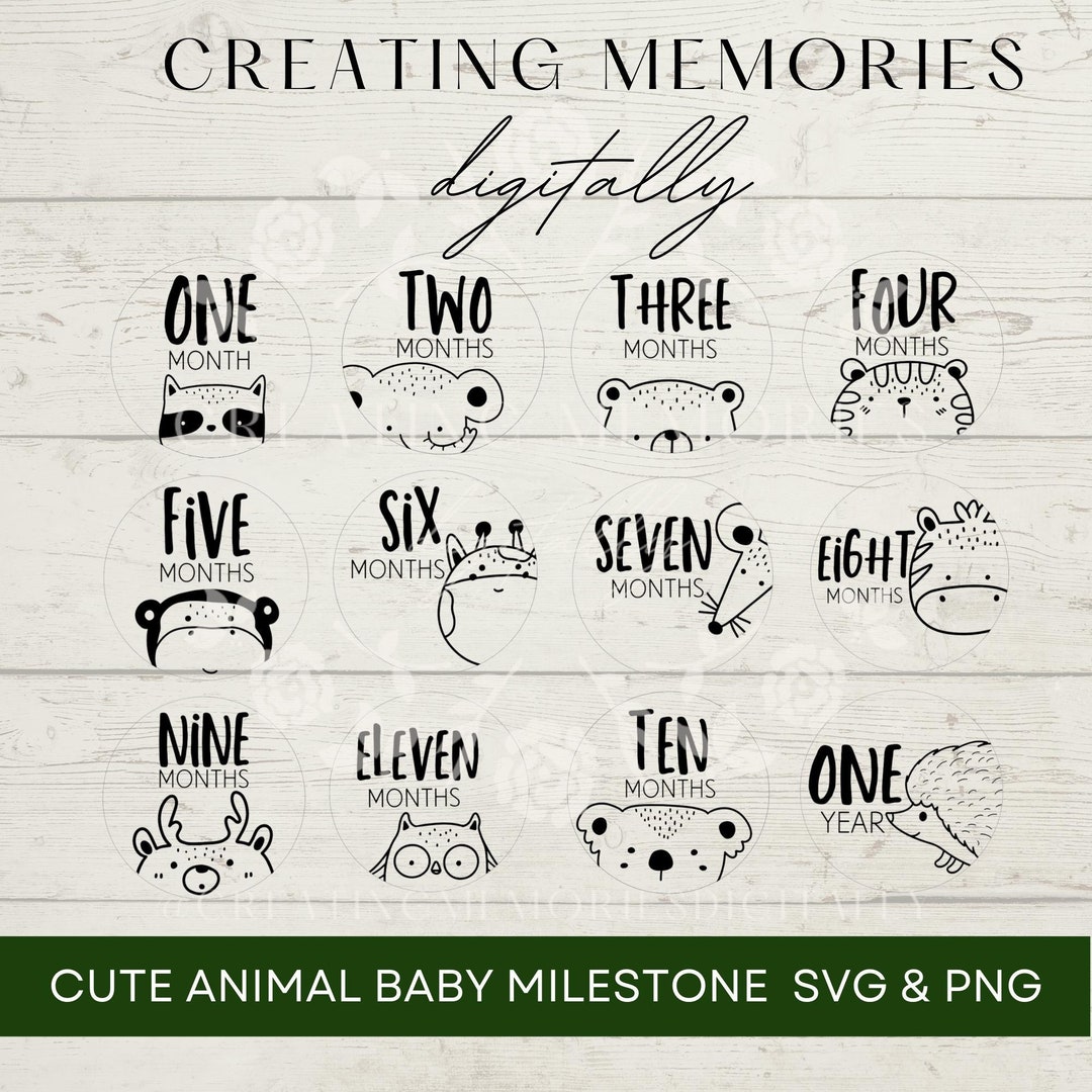 Cute Animal Baby Rounds Svg, Baby Milestone Rounds SVG, Mother’s Day ...