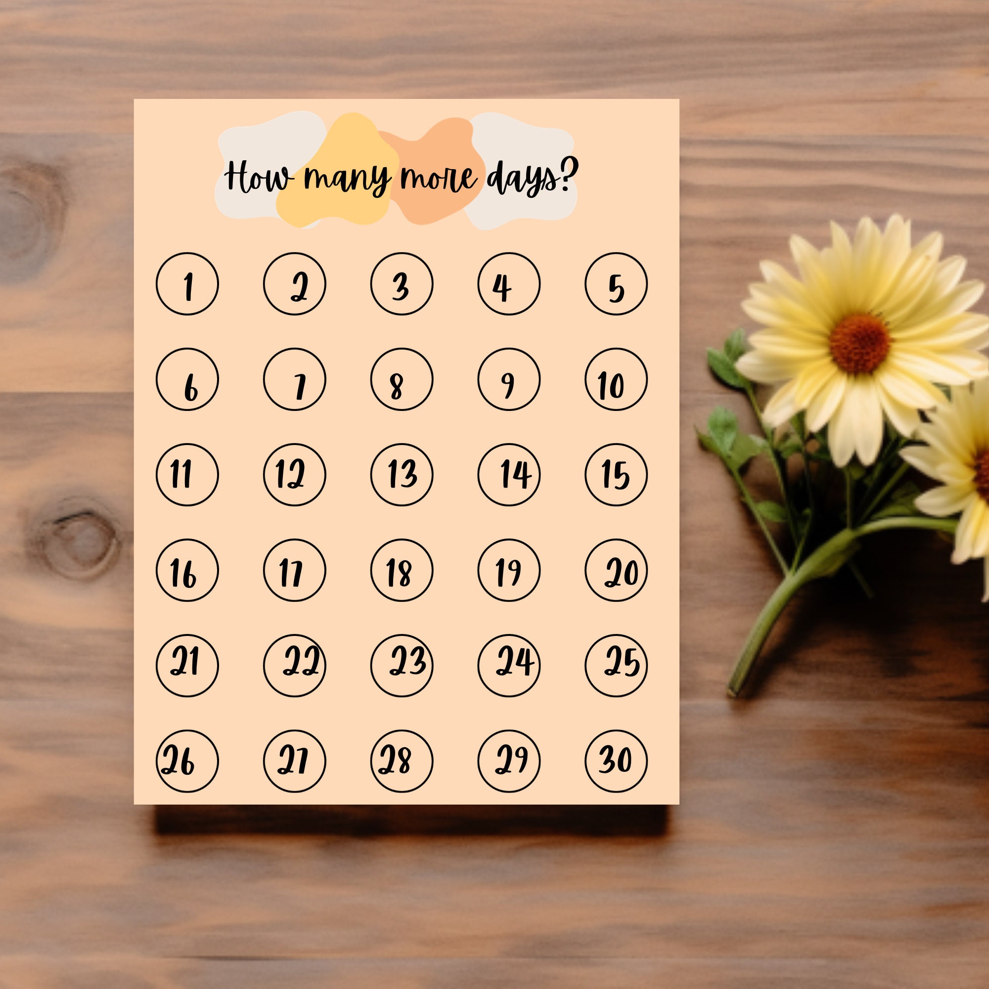Countdown Printable- Template for Counting Down the Days for Deployment ...