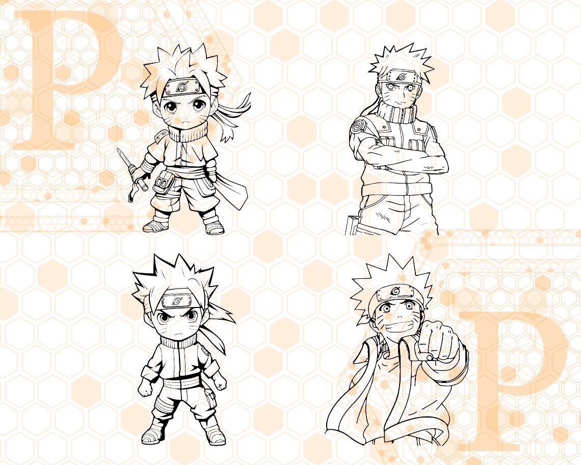 Anime Line Art Bundle, "naruto" Edition – Hand-drawn SVG, Ninja Clipart ...