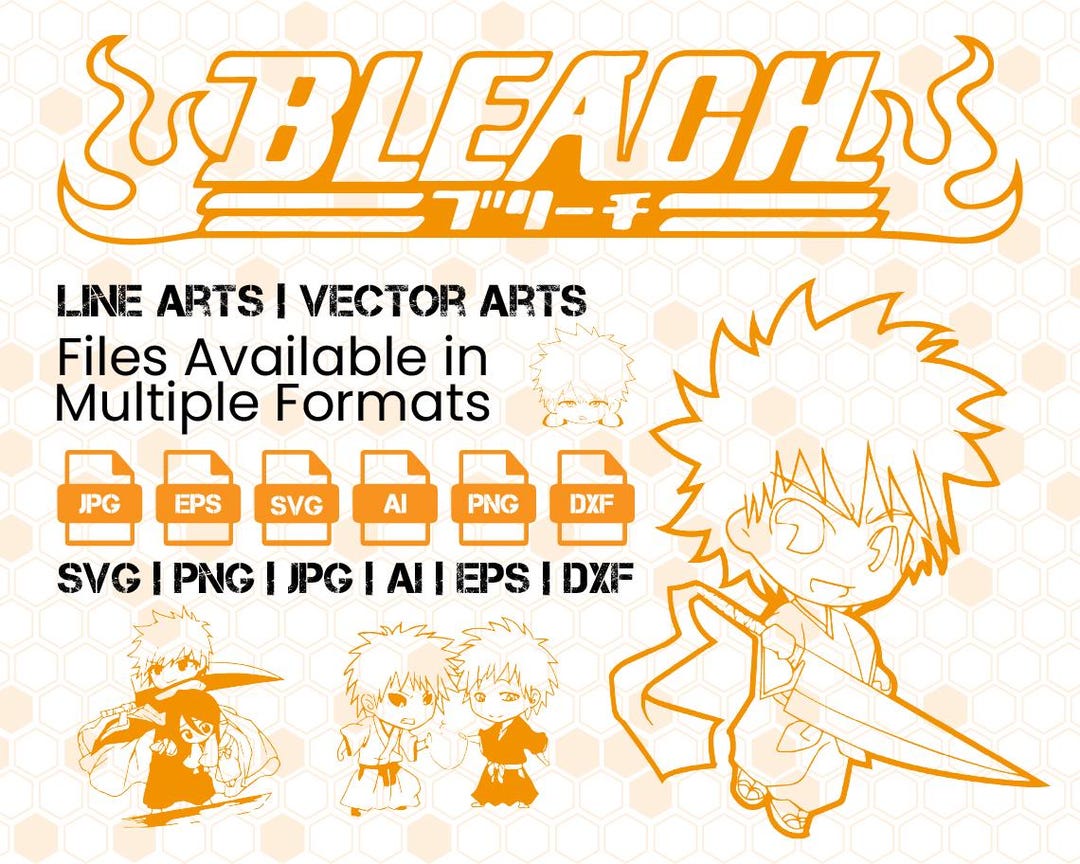 Anime Line Art Bundle, "ichigo" Edition – Hand-drawn SVG, Bleach ...