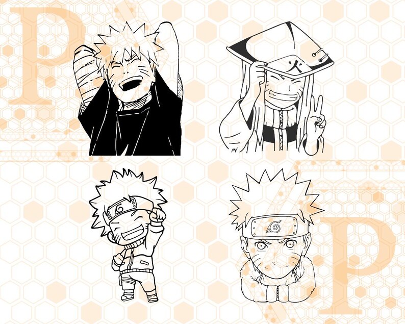 Anime Line Art Bundle, "naruto" Edition – Hand-drawn SVG, Ninja Clipart ...