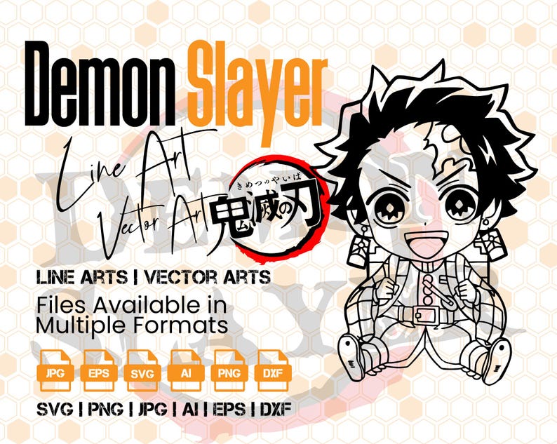 Anime Line Art Bundle, "demon Slayer" Edition – Hand-drawn SVG, Cute ...