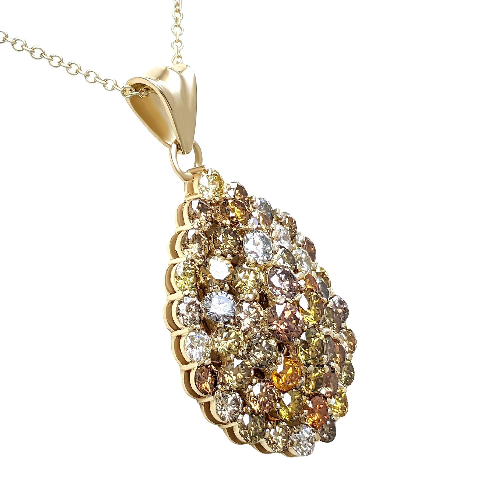 Fancy Diamonds Pendant, 3.51ct Diamonds, 14k Yellow Gold - Etsy