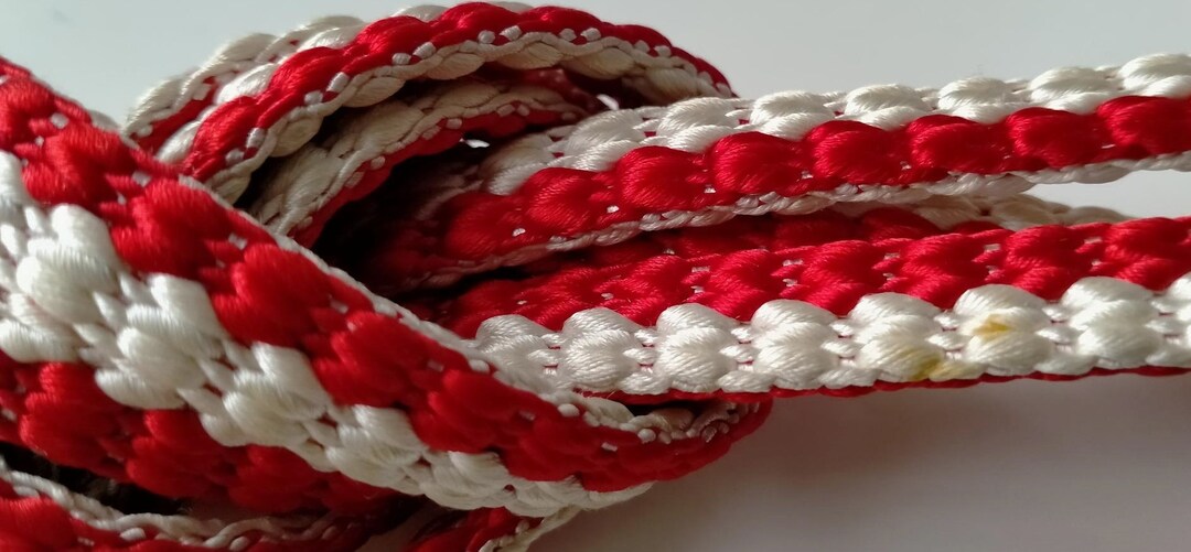 Japanese Obijime, Flat Tie Belt Cord, Red and White , Size 140cm X 1cm ...